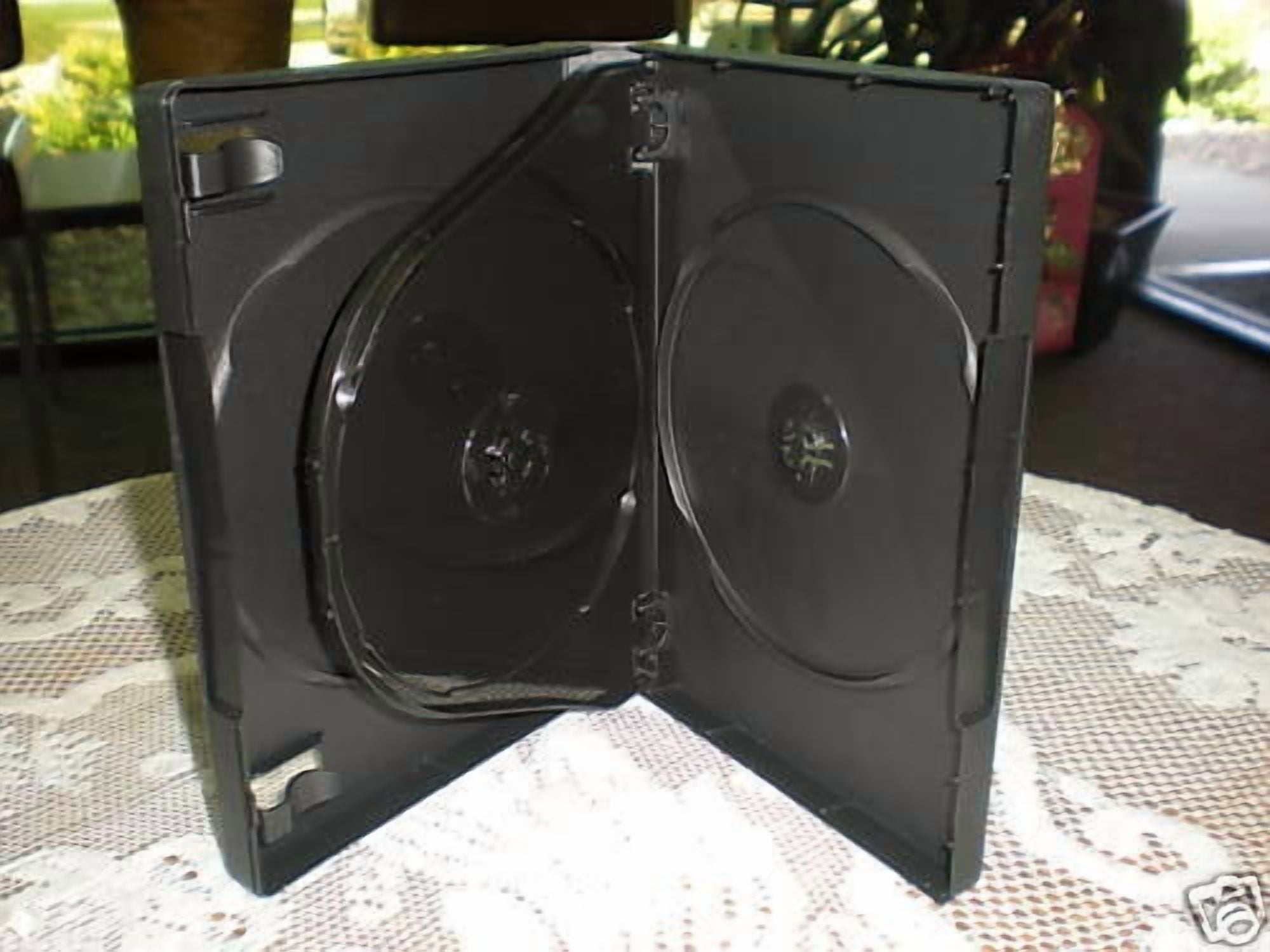 100 Black 27mm Quad Multi-4 Disc DVD Case w/Sleeve & Booklet Clips ...