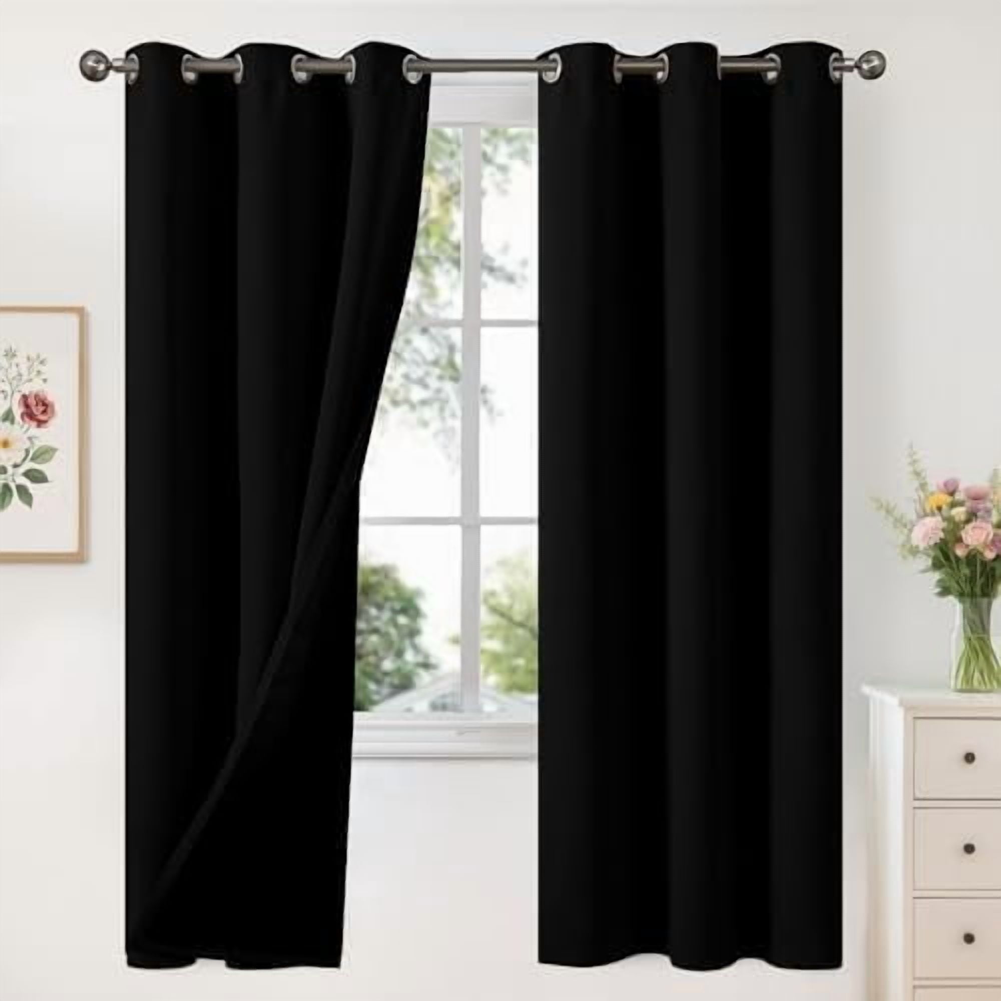 100% Black Out Curtains 72 Inches Long for Bedroom, Blackout Insulated ...