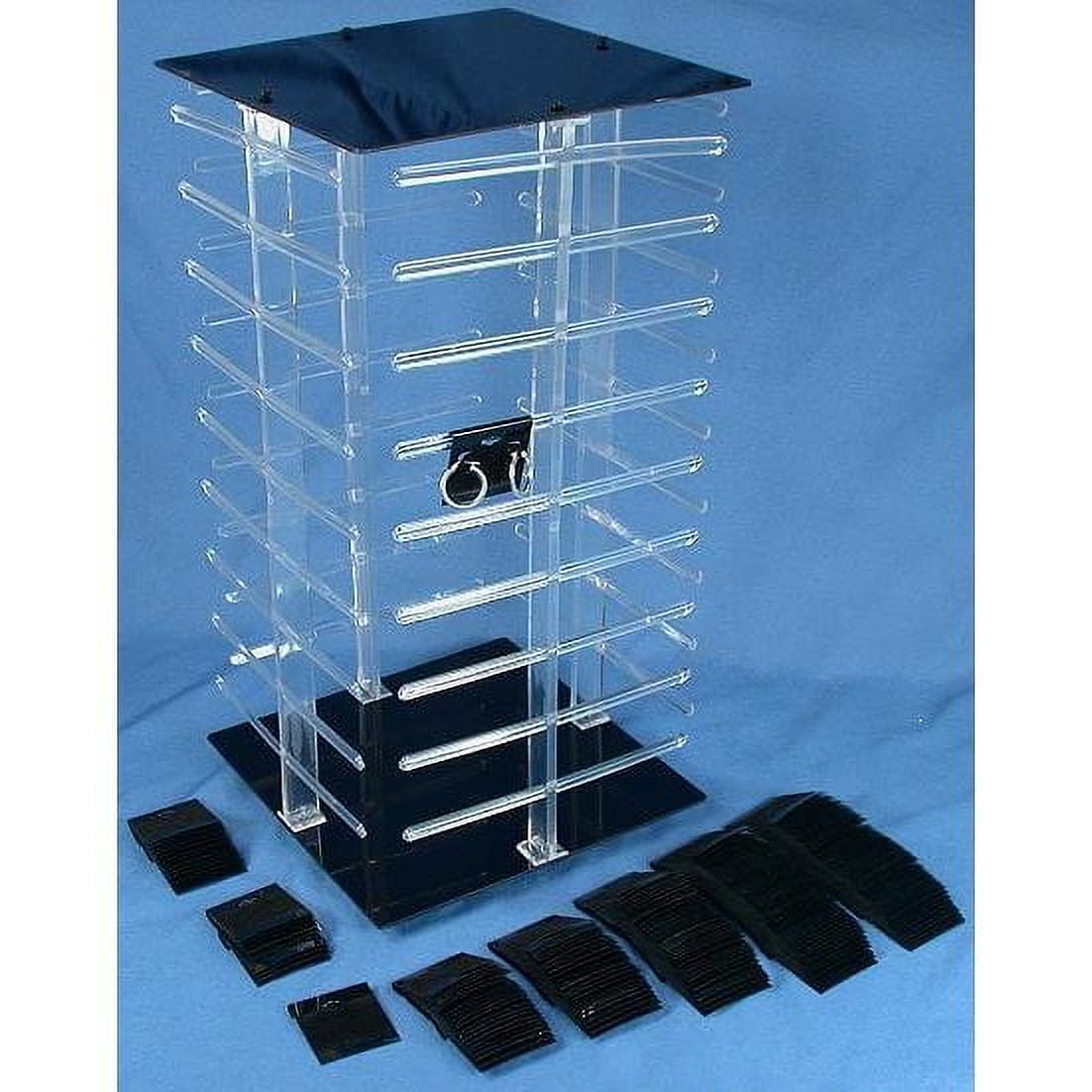 100 Black Earring Cards Revolving Rotating Display 4 Sided Stand ...