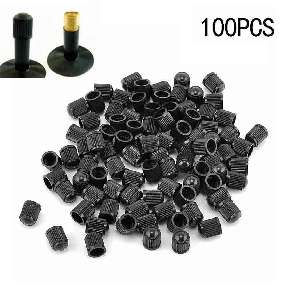 100*Black Plastic Tire Wheel Rims Stem Air Valve Cap Cover for Car ...