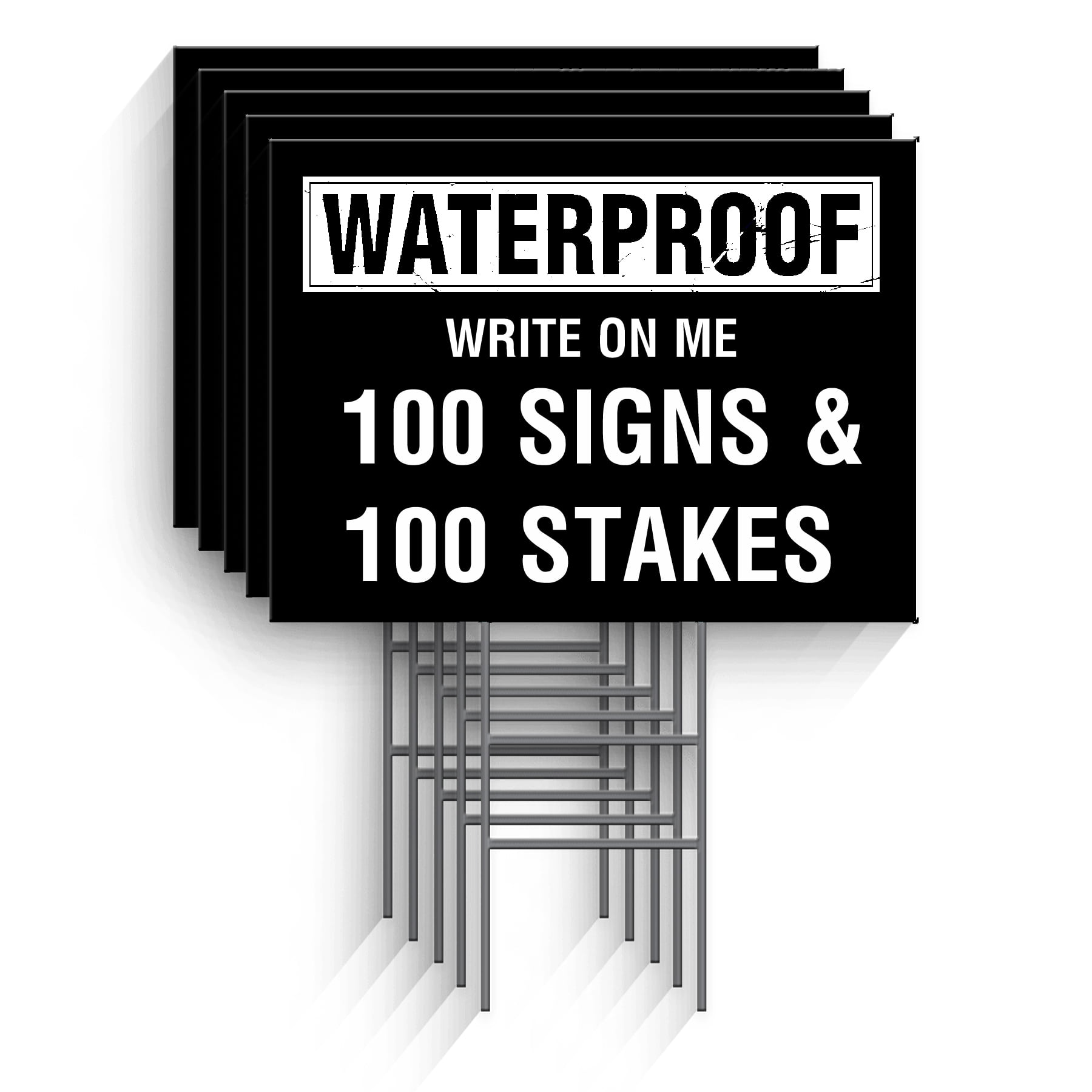 100 Black Signs Board 18''x24'' x 4 mm & 100 Double H Frame Wire Stake ...