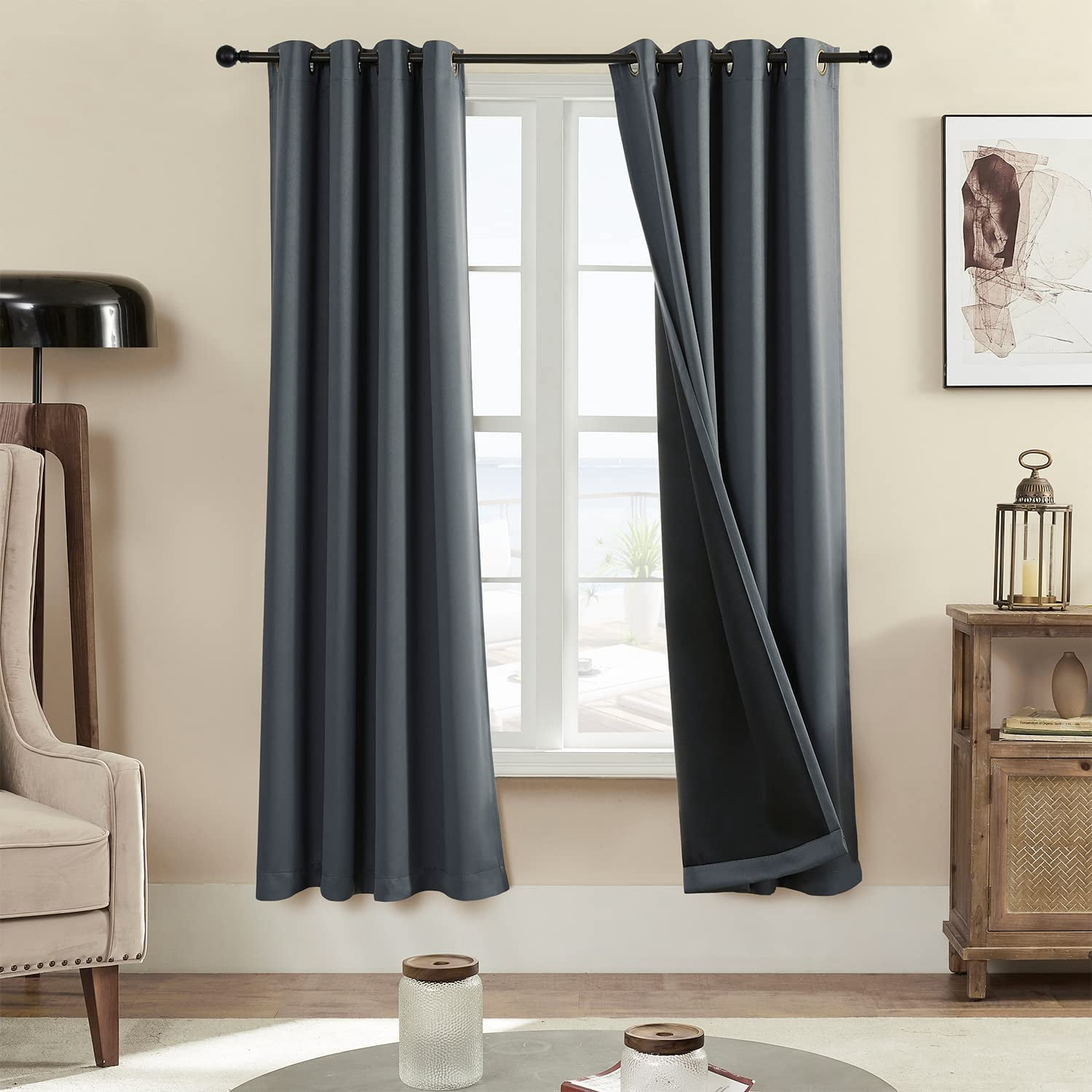 100% Blackout 340 GSM Curtains 2 Panels, Full Shade 72 Inches Long ...