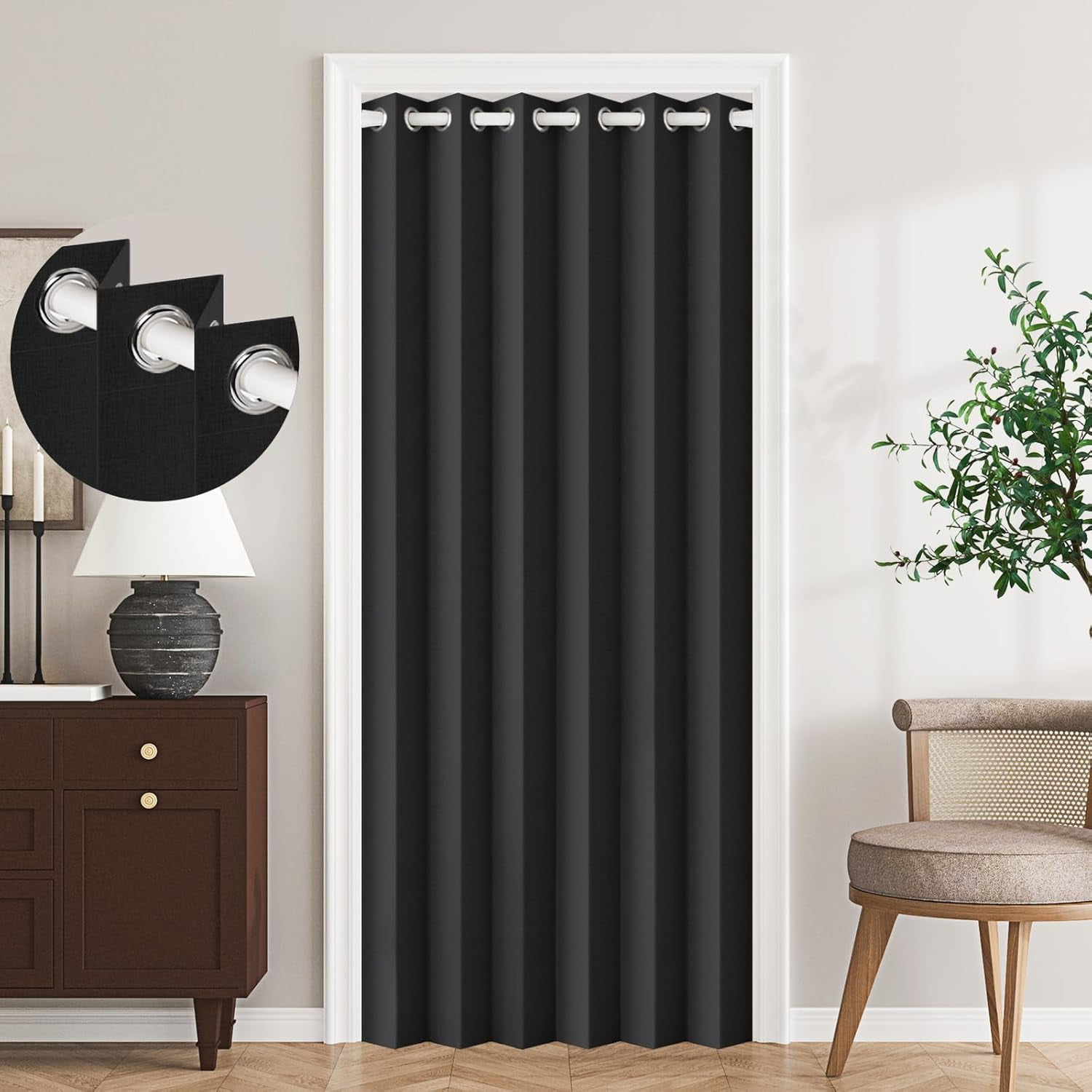 100% Blackout Accordion Style Door Curtain for Doorways Privacy ...