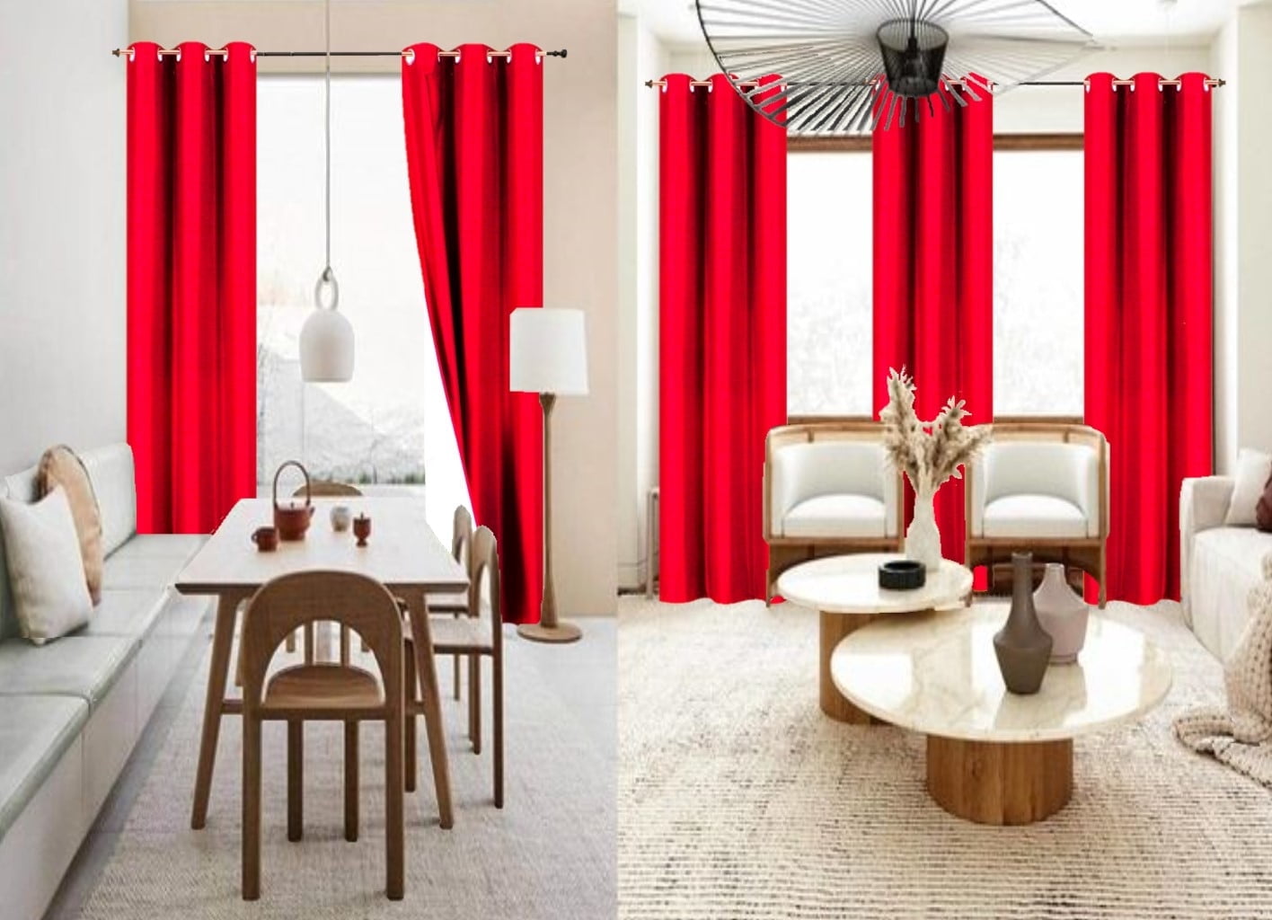 Gorgeous Home LINEN 100% Blackout Curtains, Red Room Darkening Drapes ...