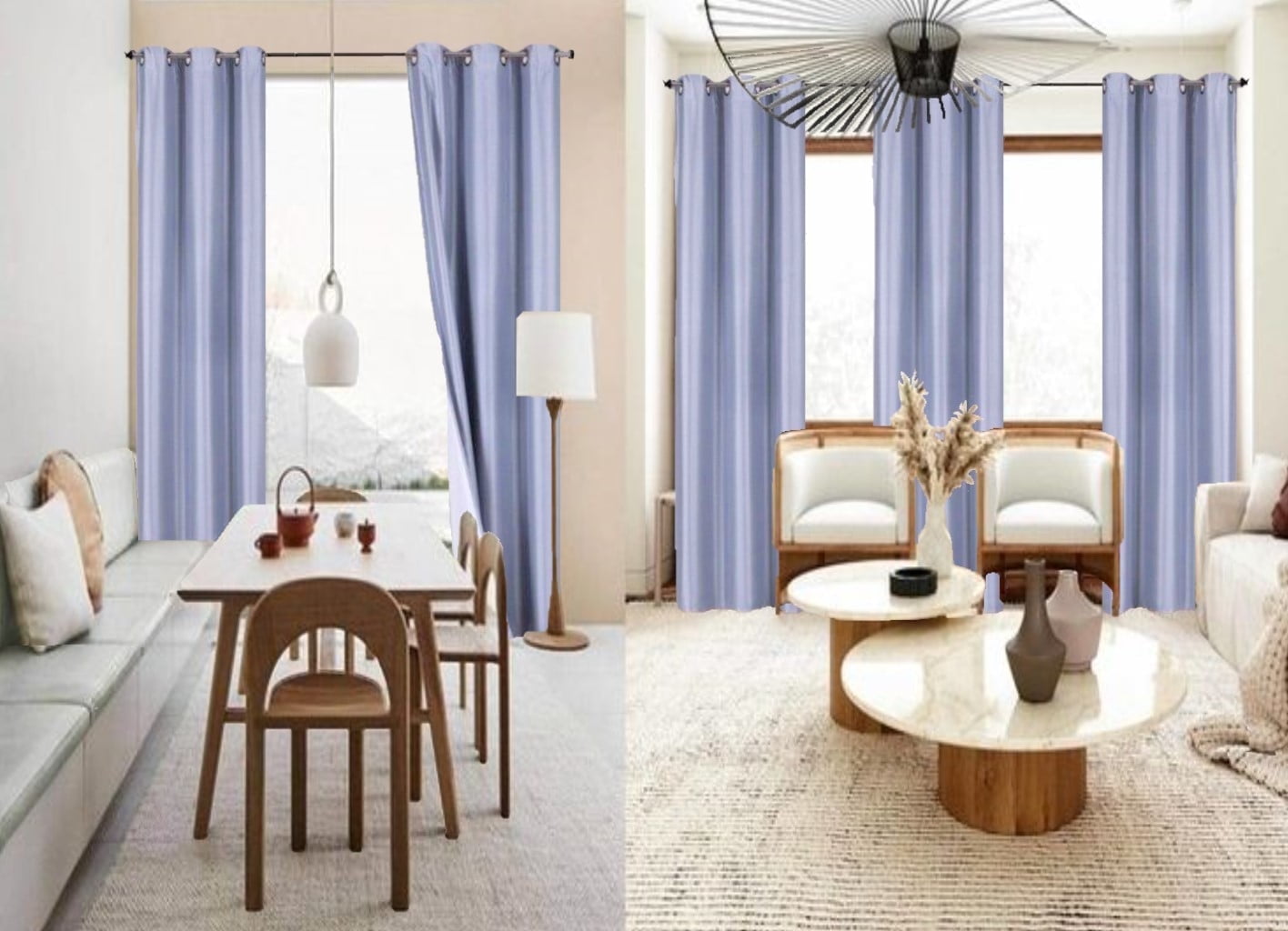 Gorgeous Home LINEN Slate Blue Blackout Curtains, 2 Panels, 84 Inch Length, Grommet Top, Room ...