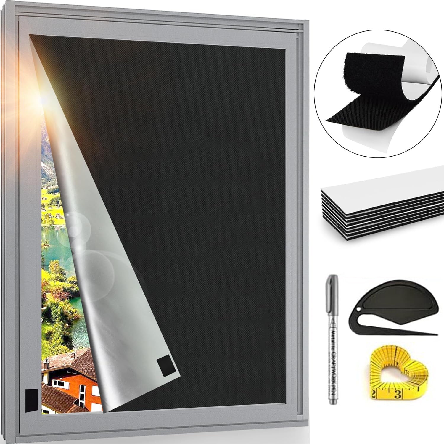 AYMZ Portable Blackout Blinds 118" x 57" Travel Blackout Window Shades ...