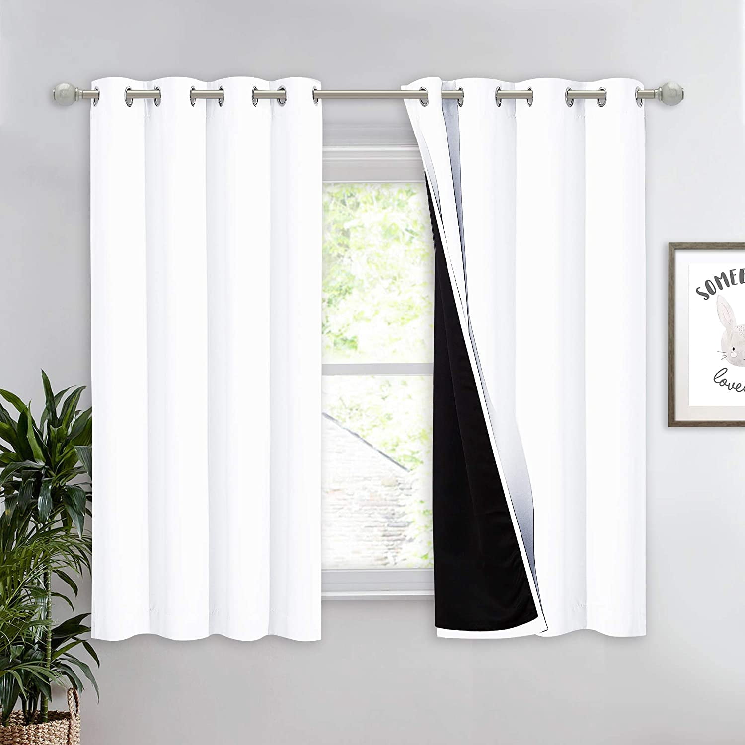 100% Blackout Curtain 54 inches Long, Double-Deck Completely Blackout ...