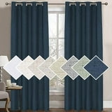 100% Blackout Curtain for Bedroom 84 Inches Long Grommet Linen Face ...