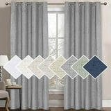 100% Blackout Curtain for Bedroom 96 Inches Long Grommet Linen Face ...