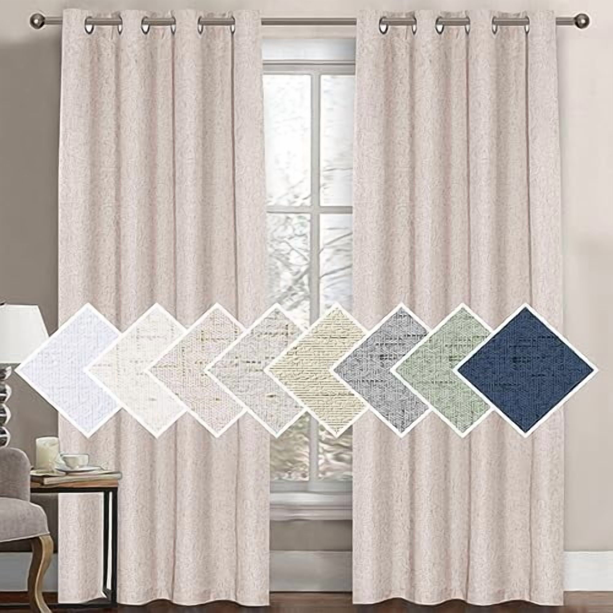100% Blackout Curtain for Bedroom 96 Inches Long Grommet Linen Face ...