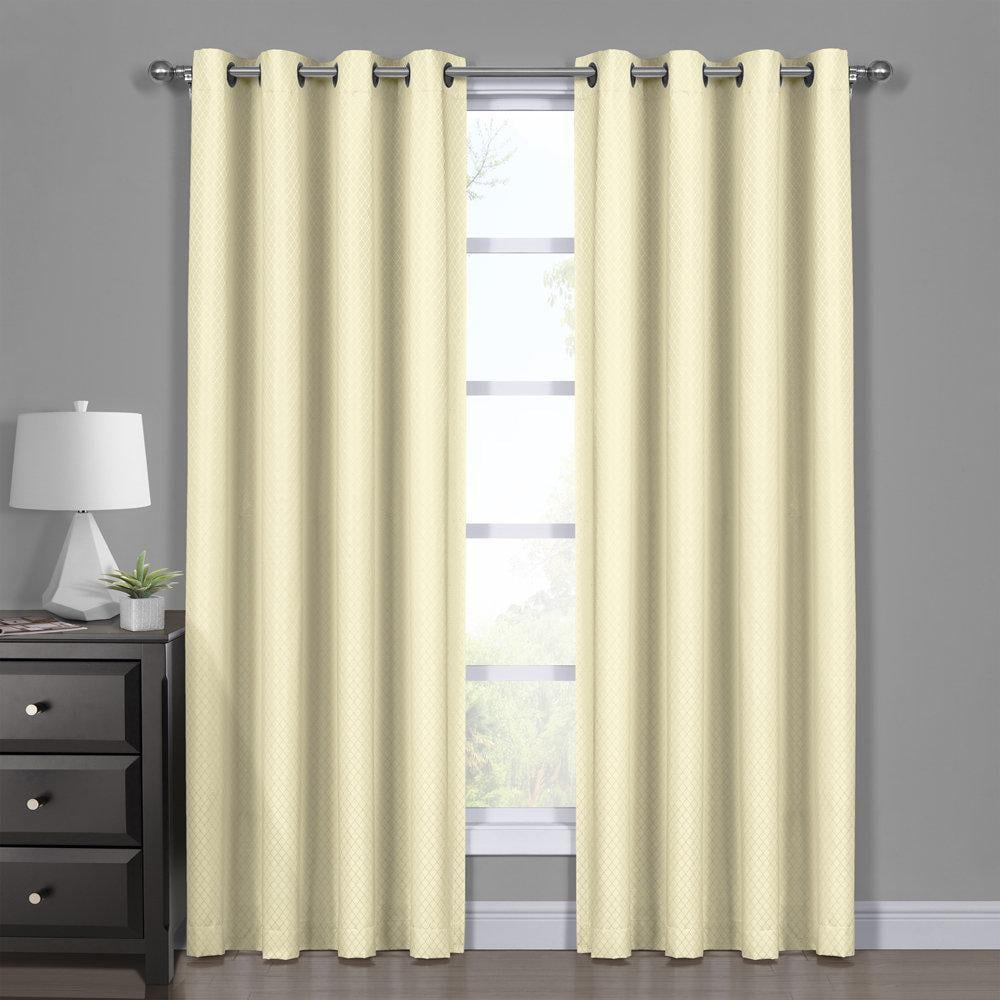 100% Blackout Curtain - Diamond Jacquard Woven Drape Theme (Set of 2 ...