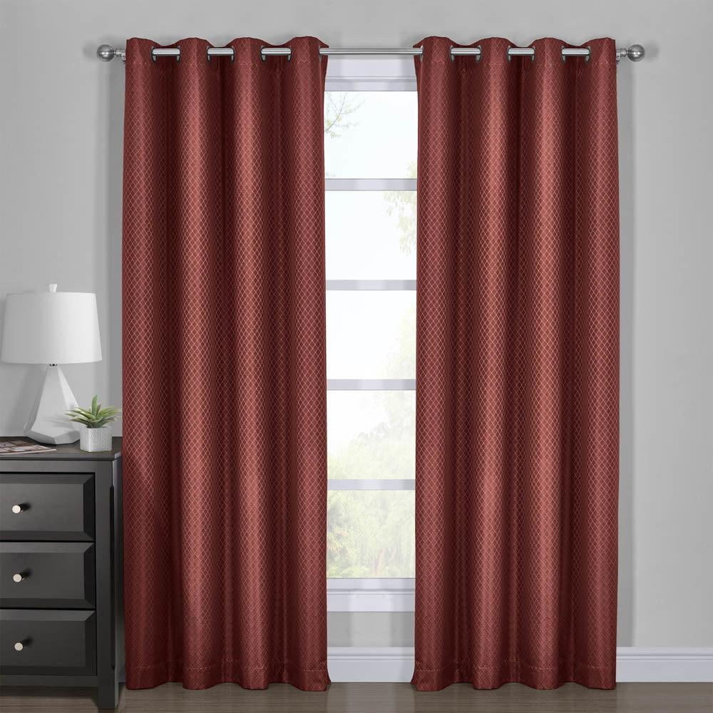 100% Blackout Curtain - Diamond Jacquard Woven Drape Theme (Set of 2 ...