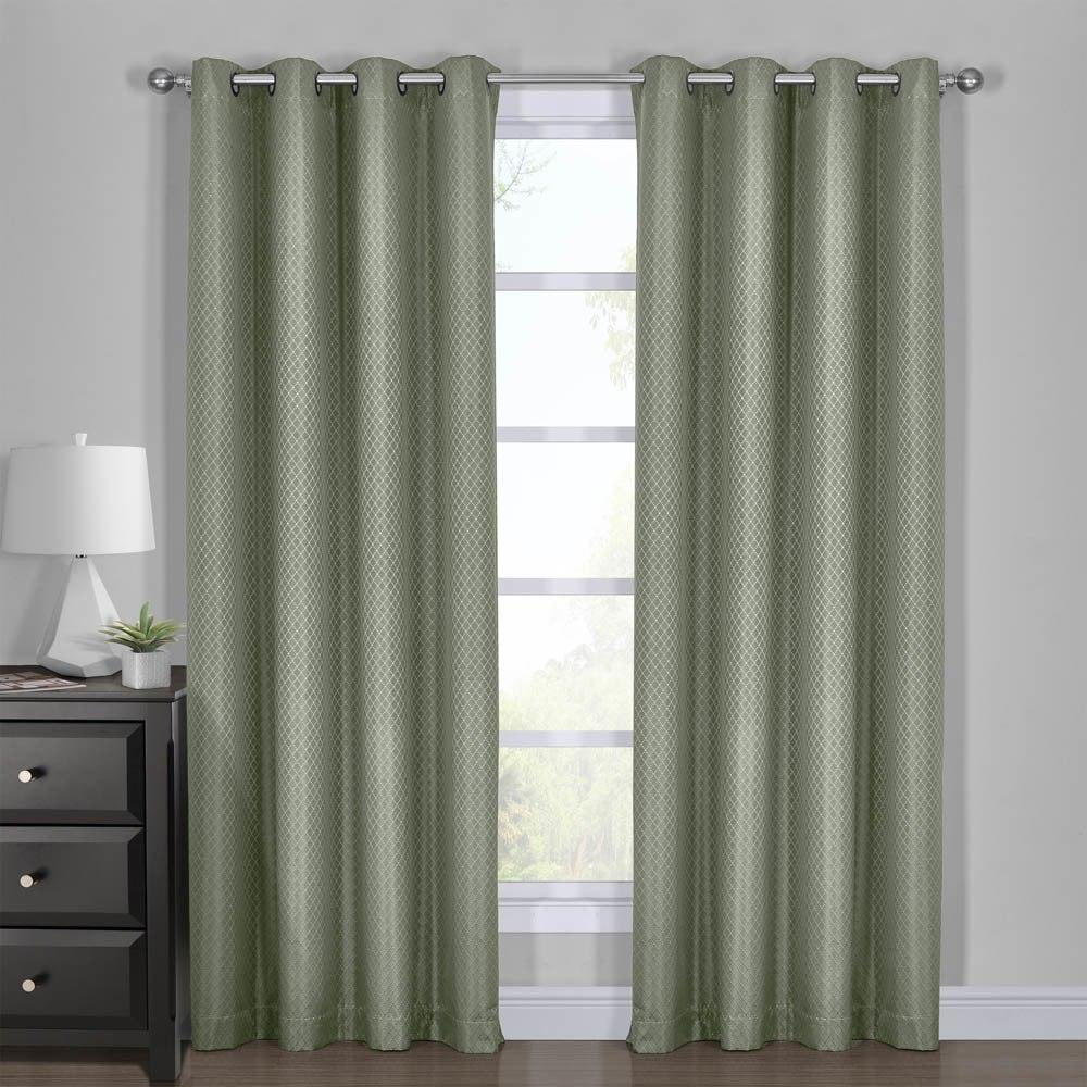 100% Blackout Curtain - Diamond Jacquard Woven Drape Theme (Set of 2 ...