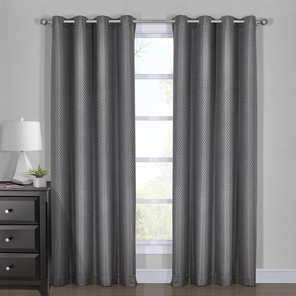 100% Blackout Curtain - Diamond Jacquard Woven Drape Theme (Set of 2 ...