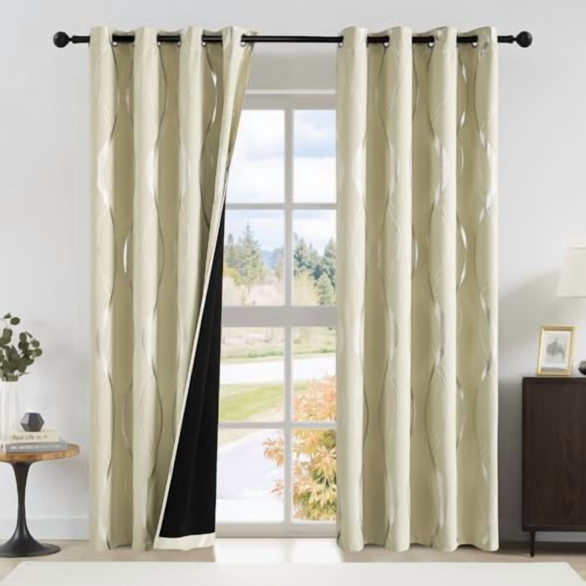 100% Blackout Curtain Panels 84 inches, Light Reducing Thermal ...
