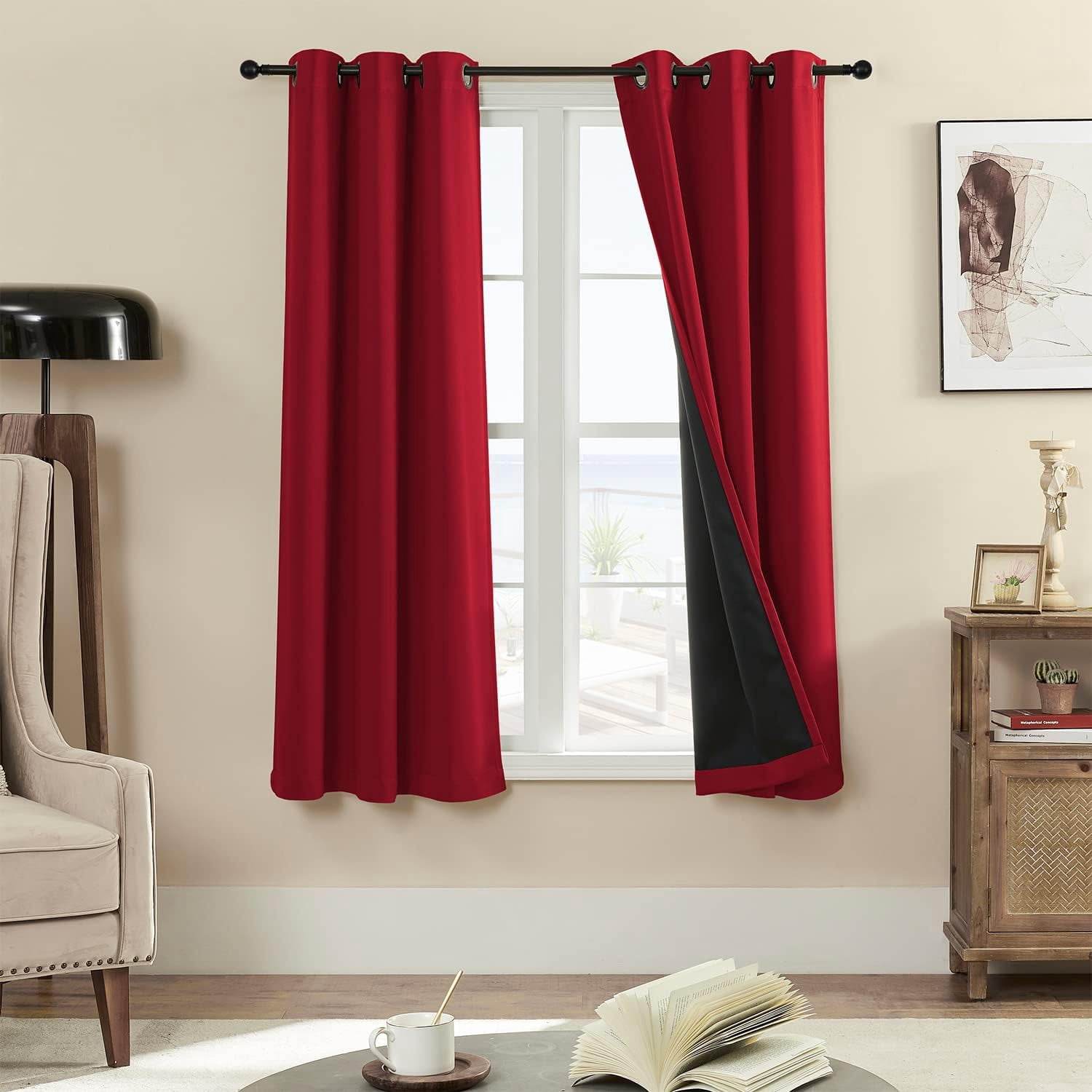 100% Blackout Curtain Panels, Heat and Full Light Blocking Drapes with ...