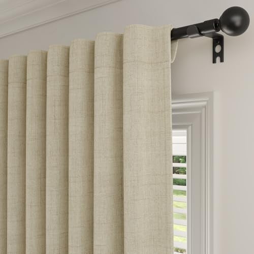 100% Blackout Curtains 102 inch Length 2 Panels for Living Room, Linen ...