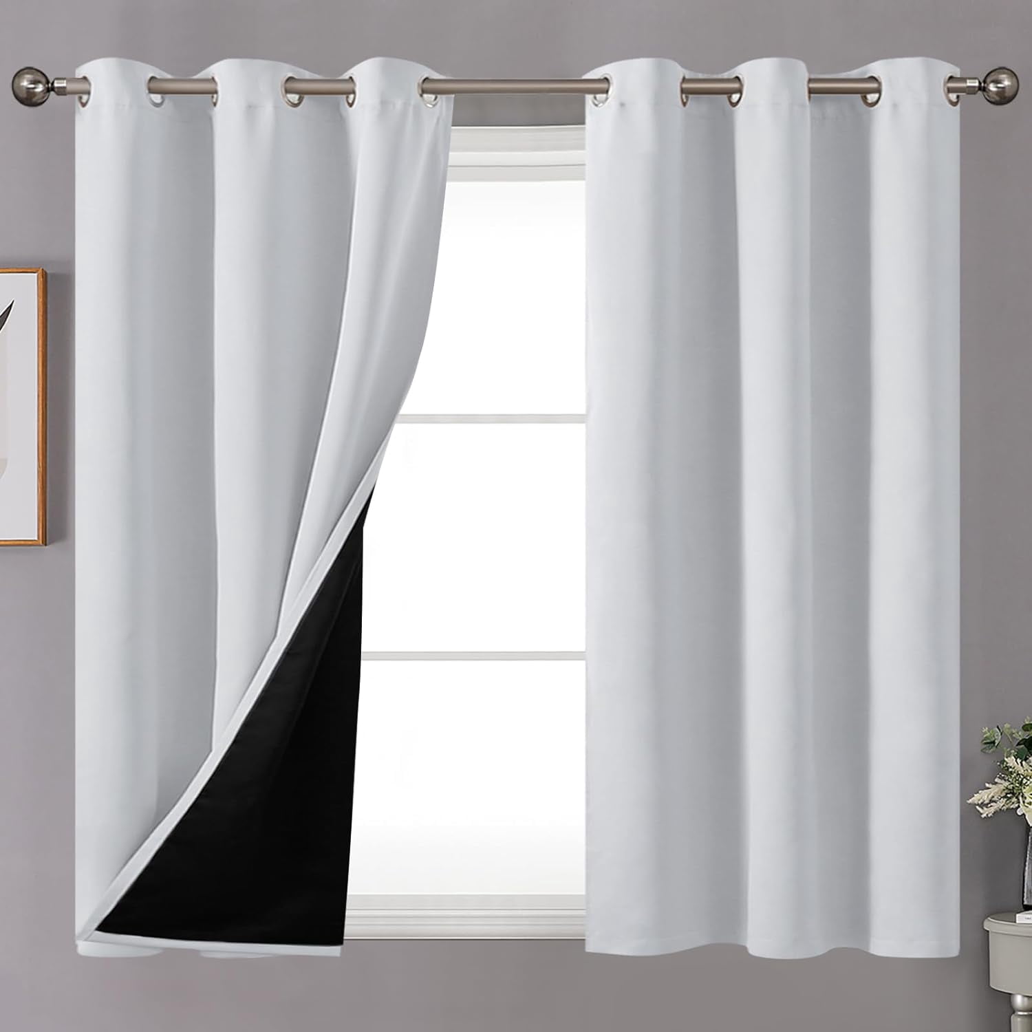 100% Blackout Curtains 54 Inches Length for Bedroom, Double Layer Full ...