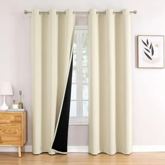 100% Blackout Curtains 78 inch Long for Bedroom with Black Liner, 2 ...
