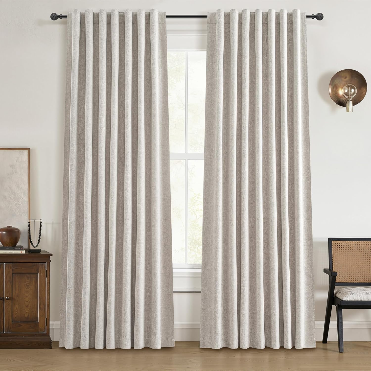 100% Blackout Curtains 84 Inch Length 2 Panels Set Farmhouse Style ...