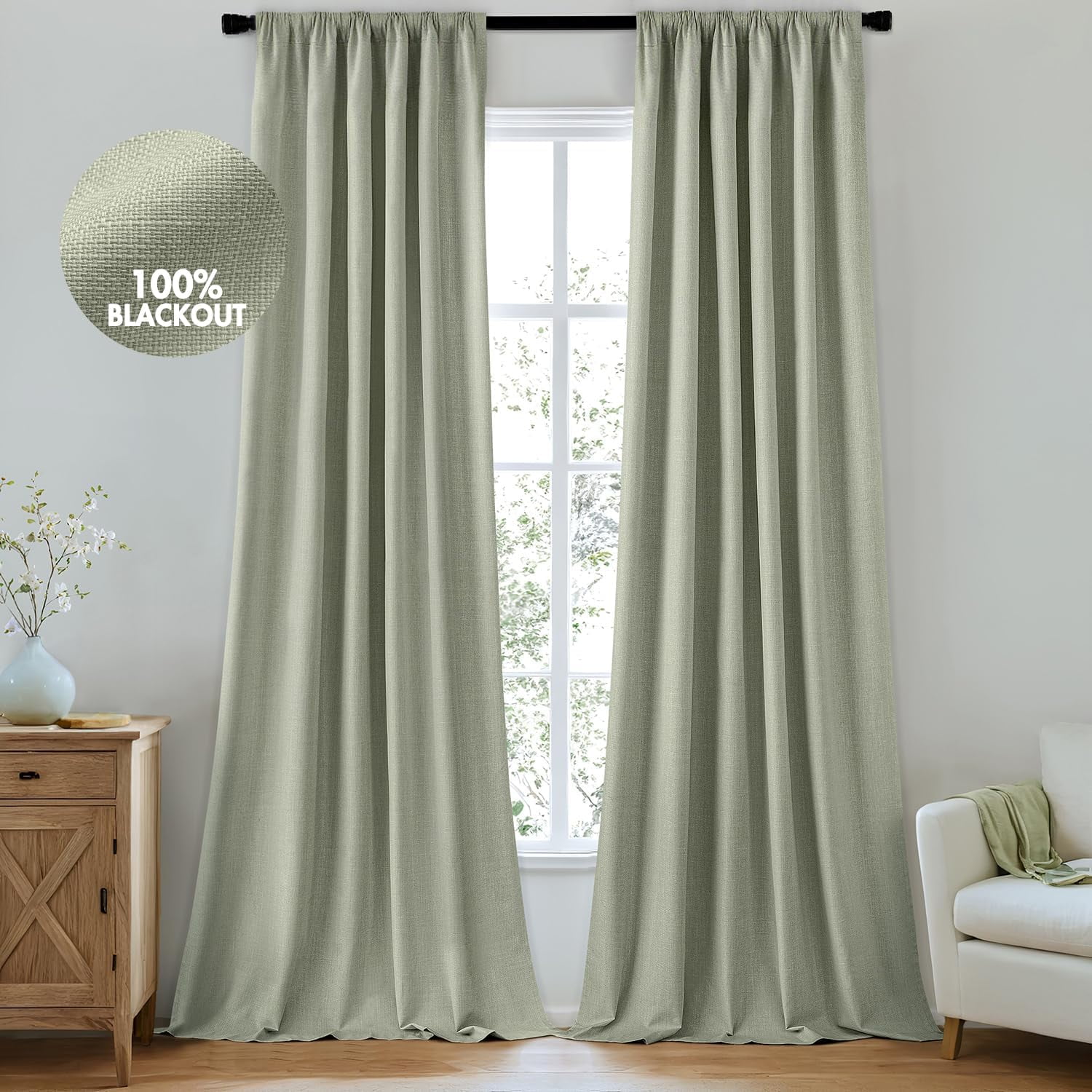 100% Blackout Curtains 84 Inch Long 2 Panels for Bedroom, Thick Luxury ...