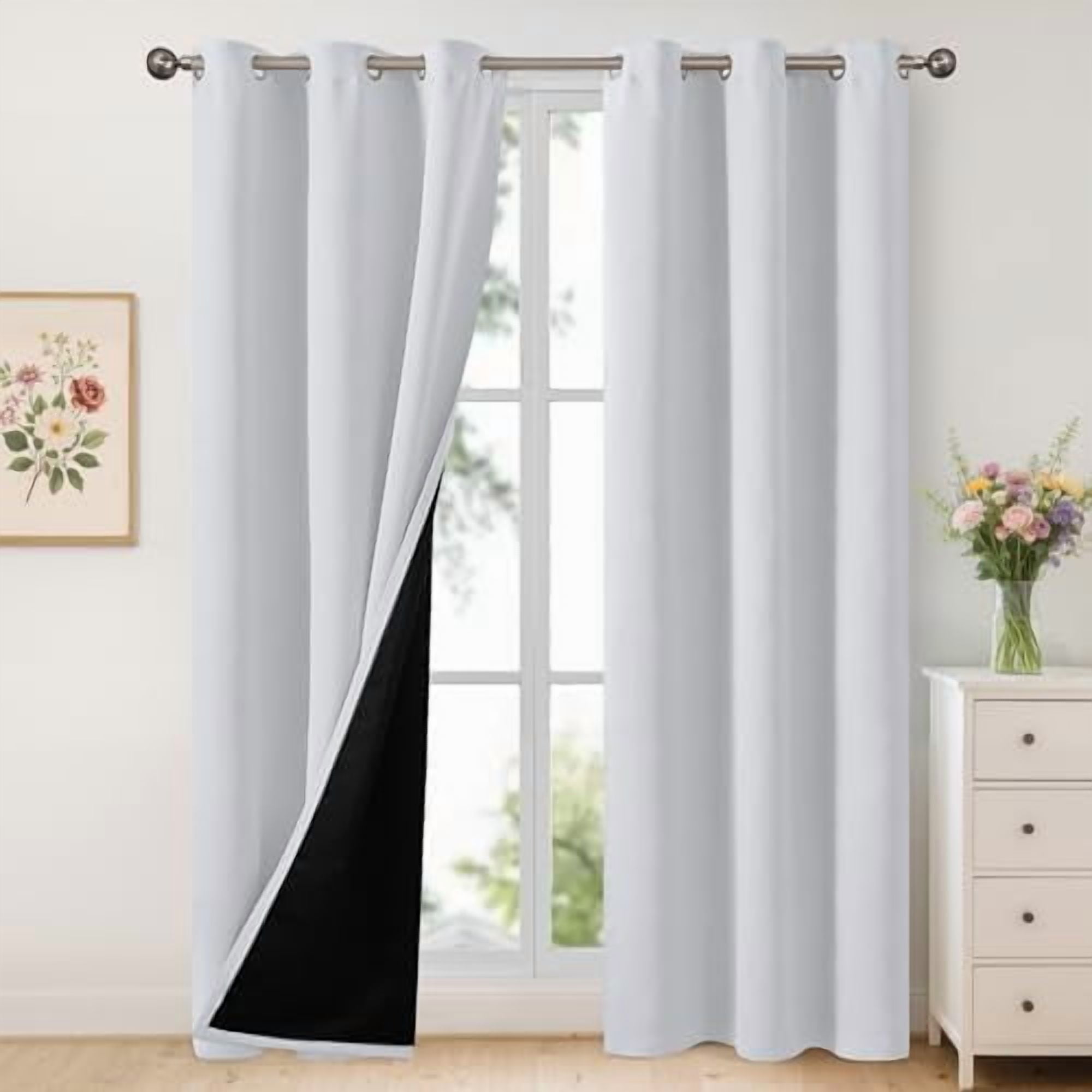 100% Blackout Curtains 84 Inches Length for Bedroom, Double Layer ...