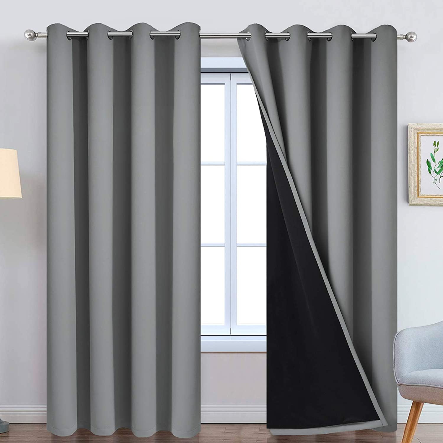 100% Blackout Curtains 84 Inches Long, 2 Thick Layers Heat and Full ...