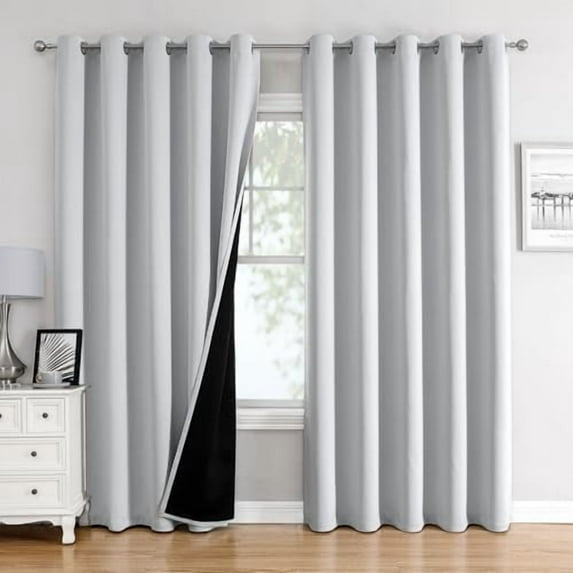 100% Blackout Curtains 84 inch Long for Bedroom with Black Liner, Extra ...