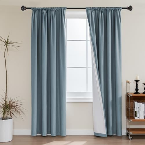 100% Blackout Curtains 84 inch Long for Living Room Thermal Insulated ...