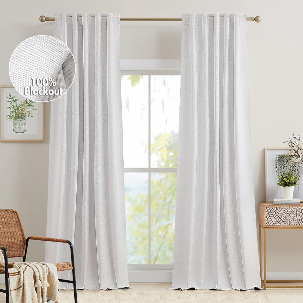 100% Blackout Curtains, 90 Inch Curtains For Living Room Bedroom, Rod ...