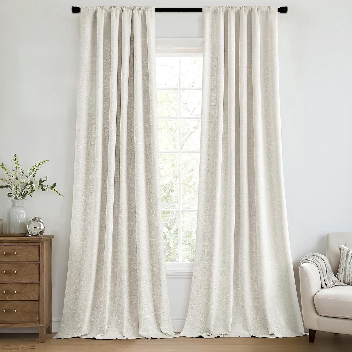 100% Blackout Curtains 96 Inch Long 2 Panels for Bedroom, Black Out ...