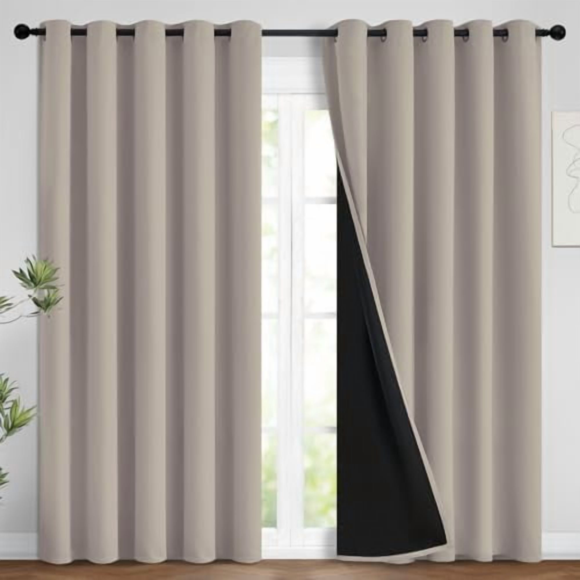100% Blackout Curtains 96 Inches Long, 2 Thick Layers Heat and Full ...