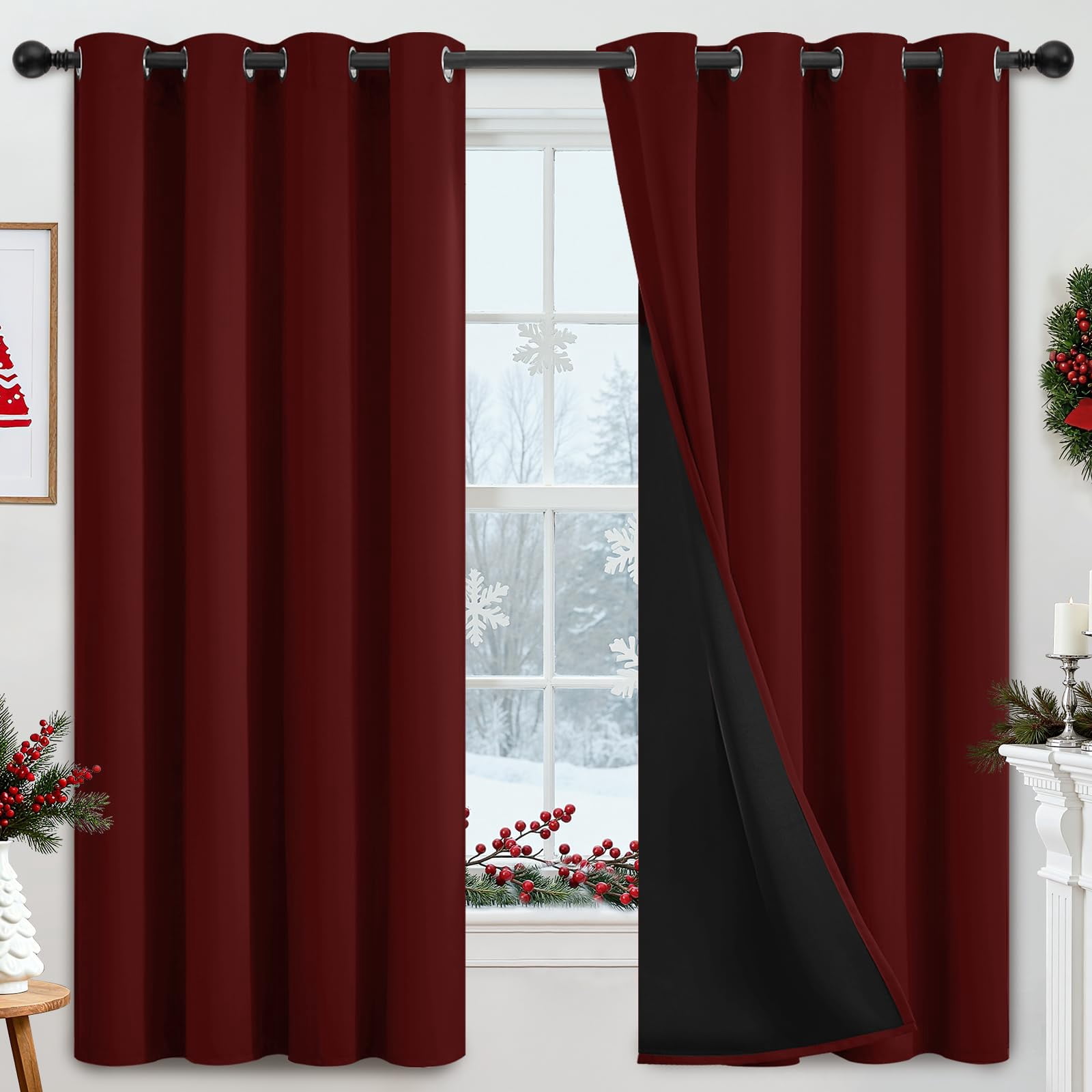 100% Blackout Curtains for Bedroom 63 Inch Length, Total Light Blocking ...