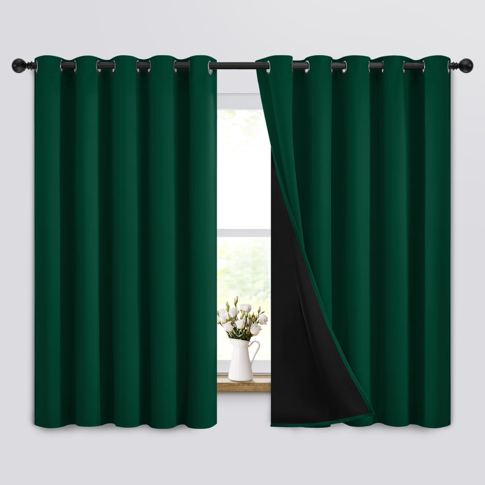 100% Blackout Curtains for Bedroom 63 Inch Length, Total Light Blocking ...