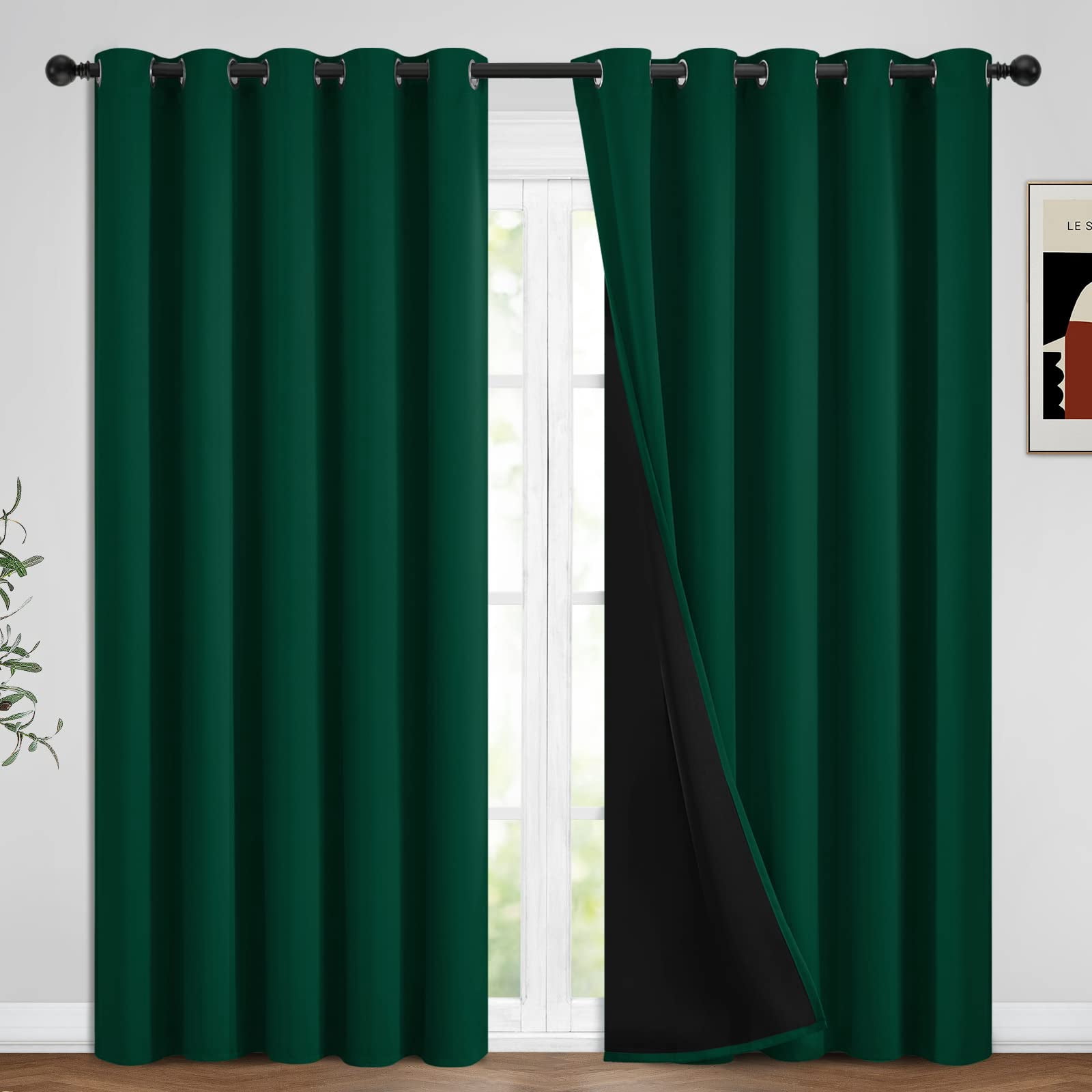 100% Blackout Curtains for Bedroom 63 Inch Length, Total Light Blocking ...