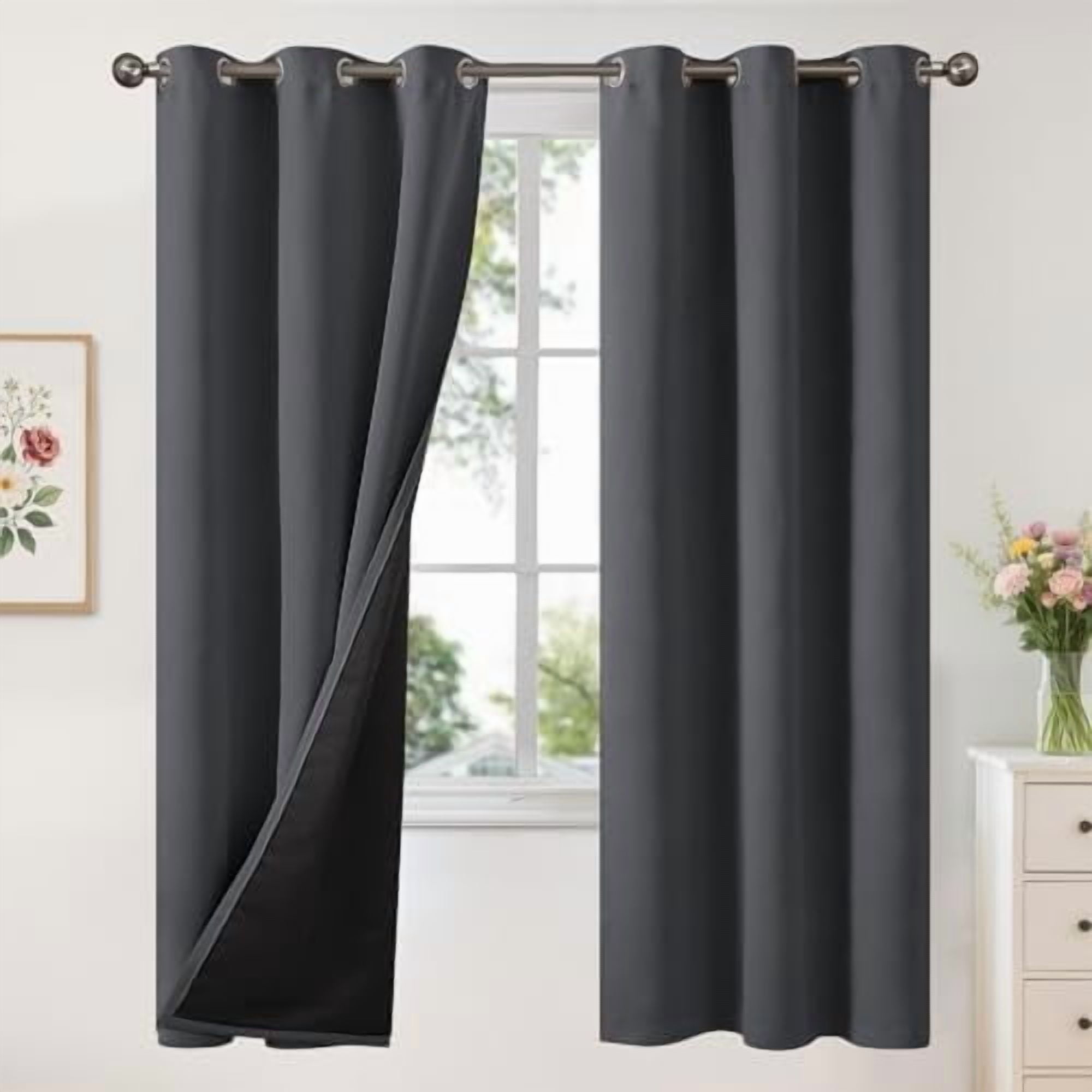100% Blackout Curtains for Bedroom 72 Inches Length, 2 Thick Layer Full ...