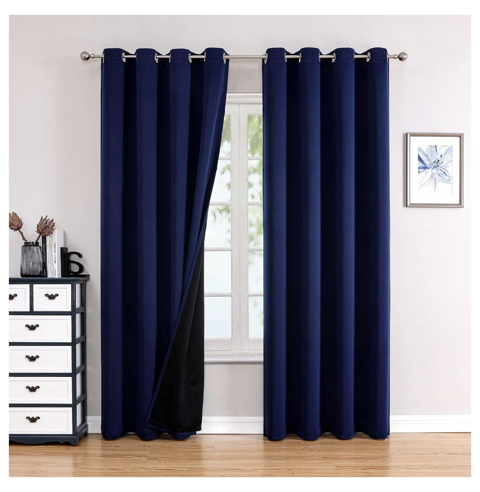 100% Blackout Curtains for Bedroom with Black Liner, 2 Thick Layers ...