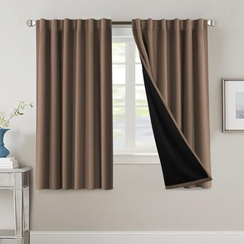 100% Blackout Curtains for Bedroom with Black Liner Full Room Darkening ...
