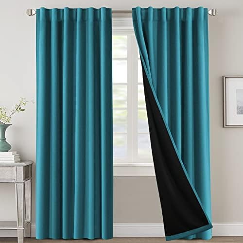 100% Blackout Curtains for Bedroom with Black Liner Full Room Darkening ...