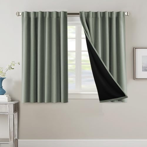 100% Blackout Curtains for Bedroom with Black Liner Full Room Darkening ...