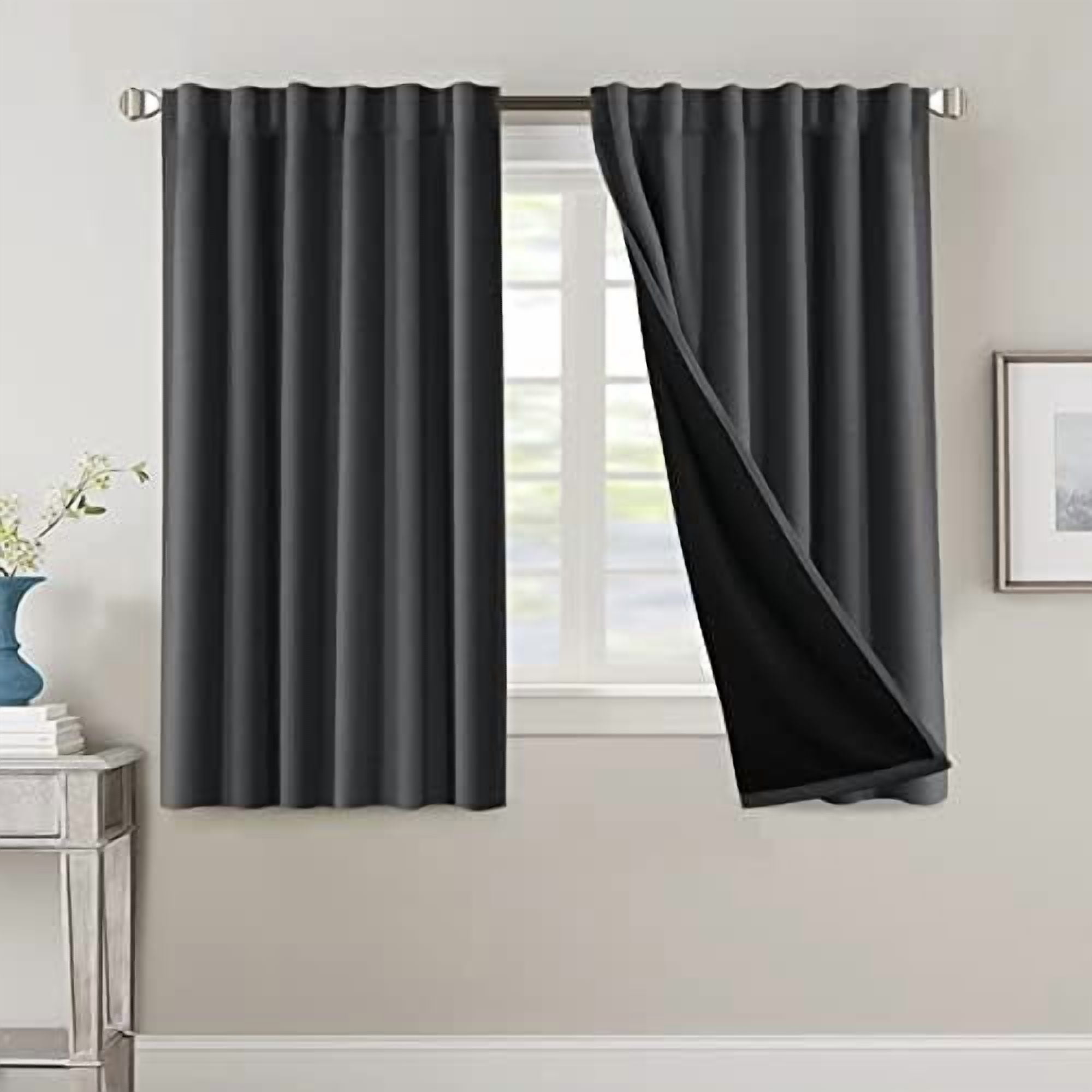 100% Blackout Curtains for Bedroom with Black Liner Full Room Darkening ...