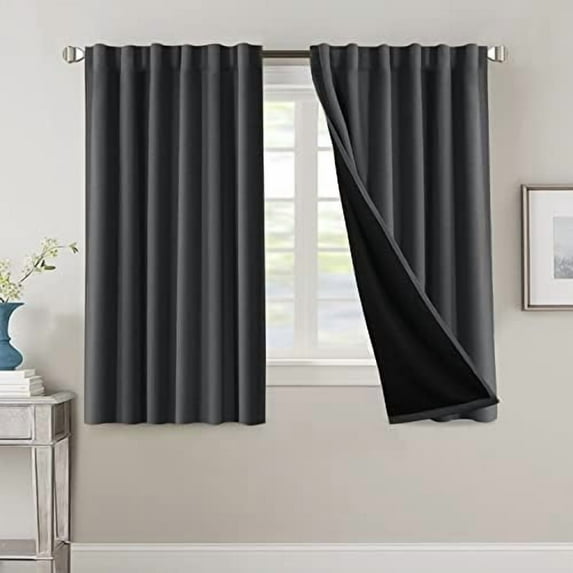 100% Blackout Curtains for Bedroom with Black Liner Full Room Darkening ...