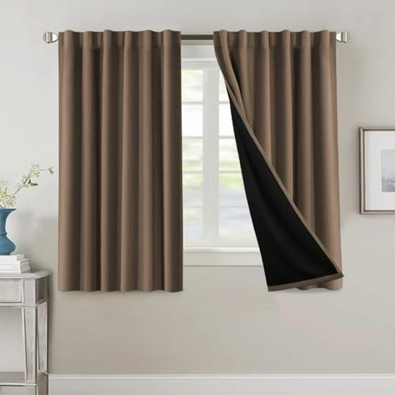 100% Blackout Curtains for Bedroom with Black Liner Full Room Darkening ...