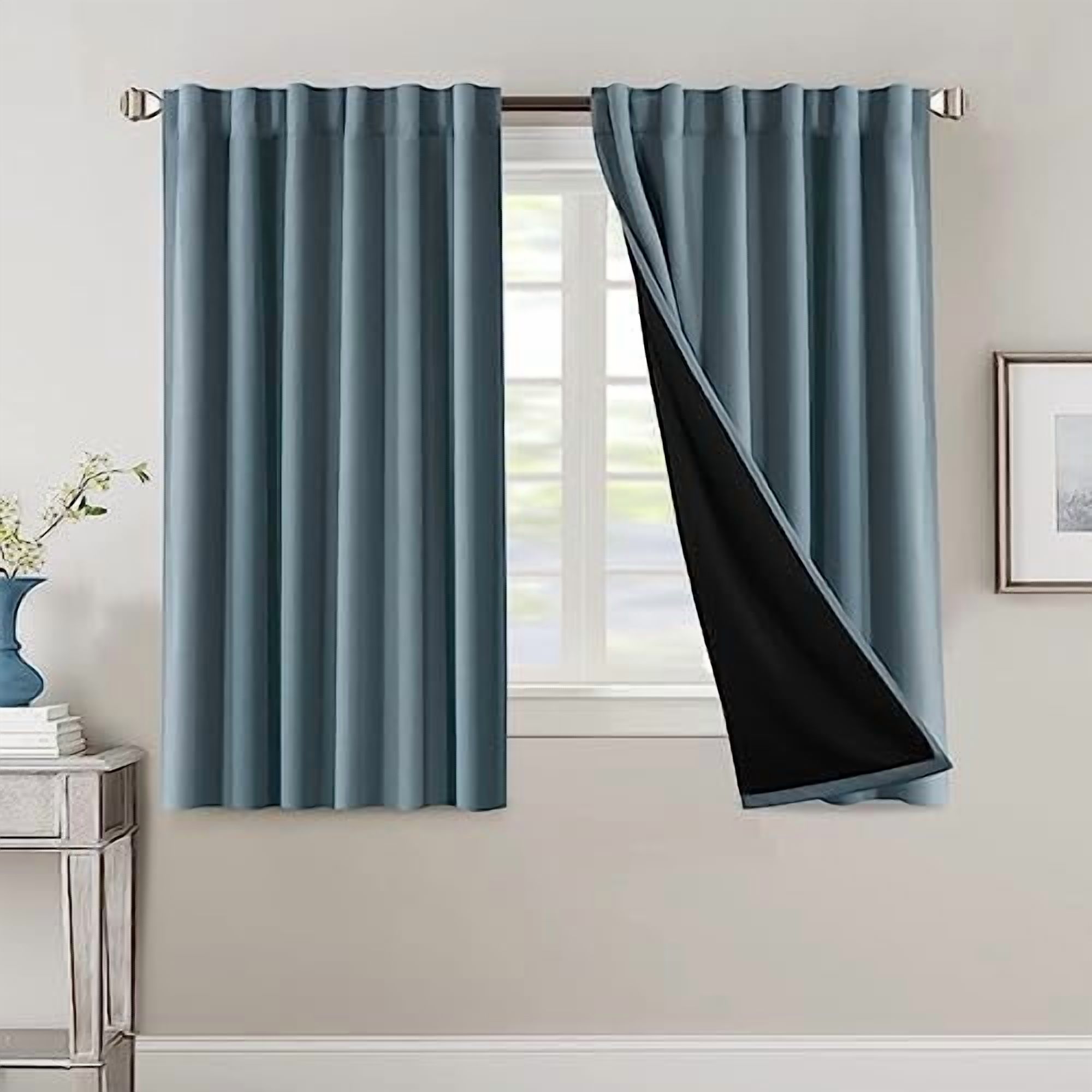 100% Blackout Curtains for Bedroom with Black Liner Full Room Darkening ...
