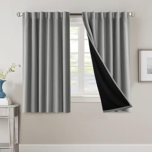 100% Blackout Curtains for Bedroom with Black Liner Full Room Darkening ...