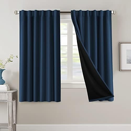 100% Blackout Curtains for Bedroom with Black Liner Full Room Darkening ...