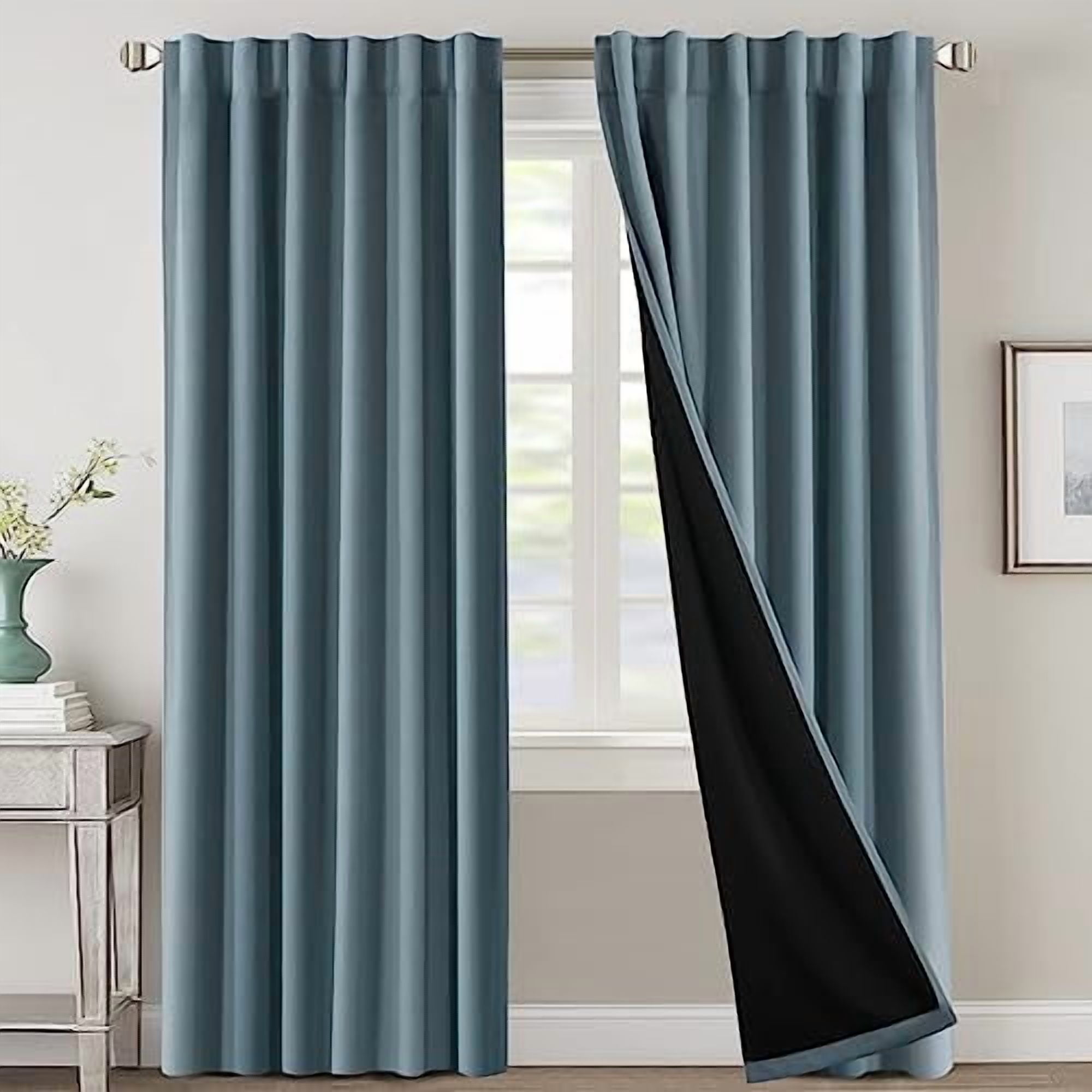 100% Blackout Curtains for Bedroom with Black Liner Full Room Darkening ...