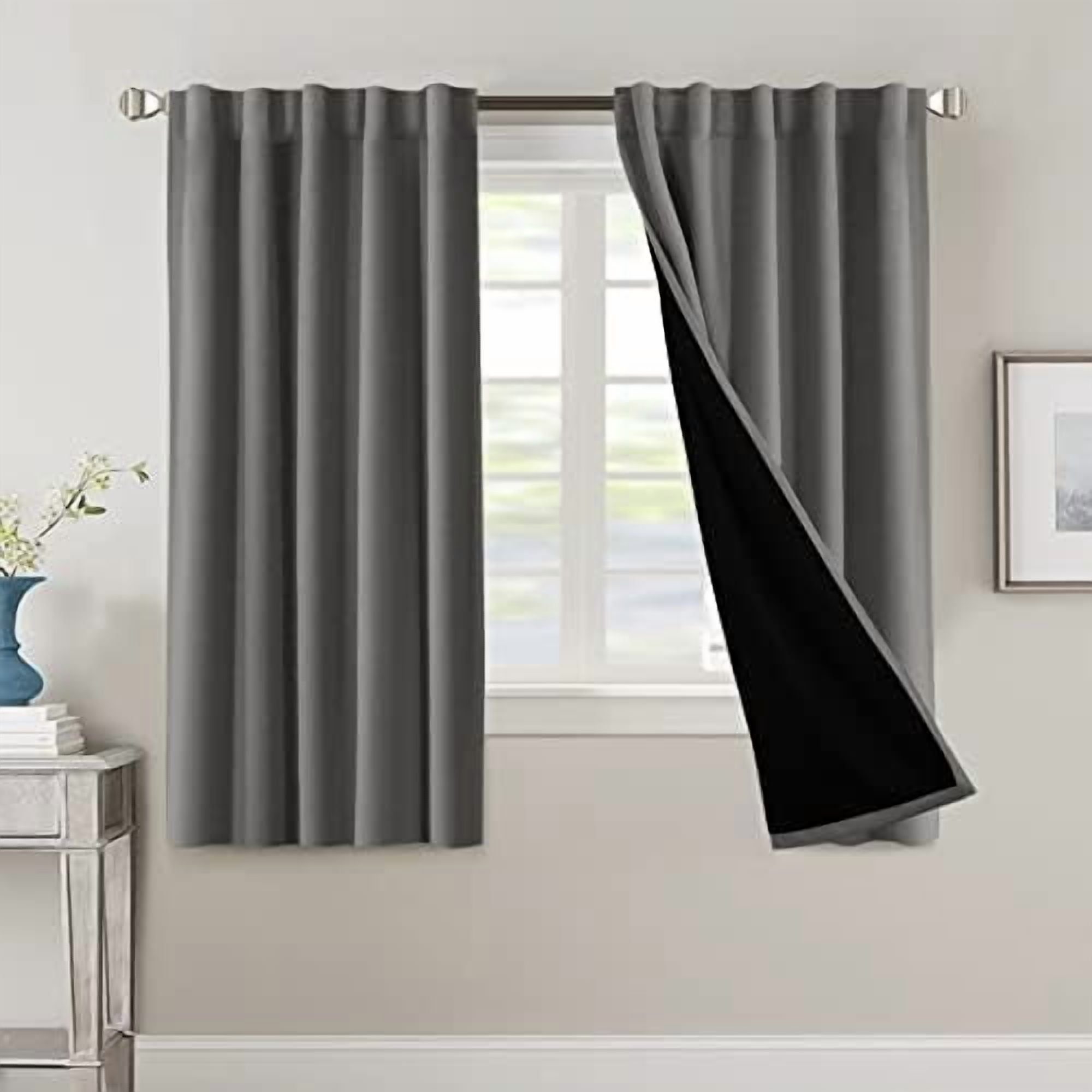 100% Blackout Curtains for Bedroom with Black Liner Full Room Darkening ...