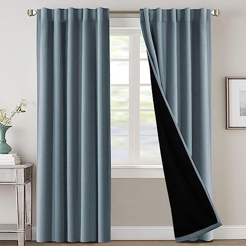 100% Blackout Curtains for Bedroom with Black Liner Full Room Darkening ...