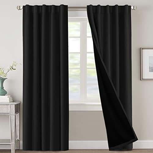 100% Blackout Curtains for Bedroom with Black Liner Full Room Darkening ...